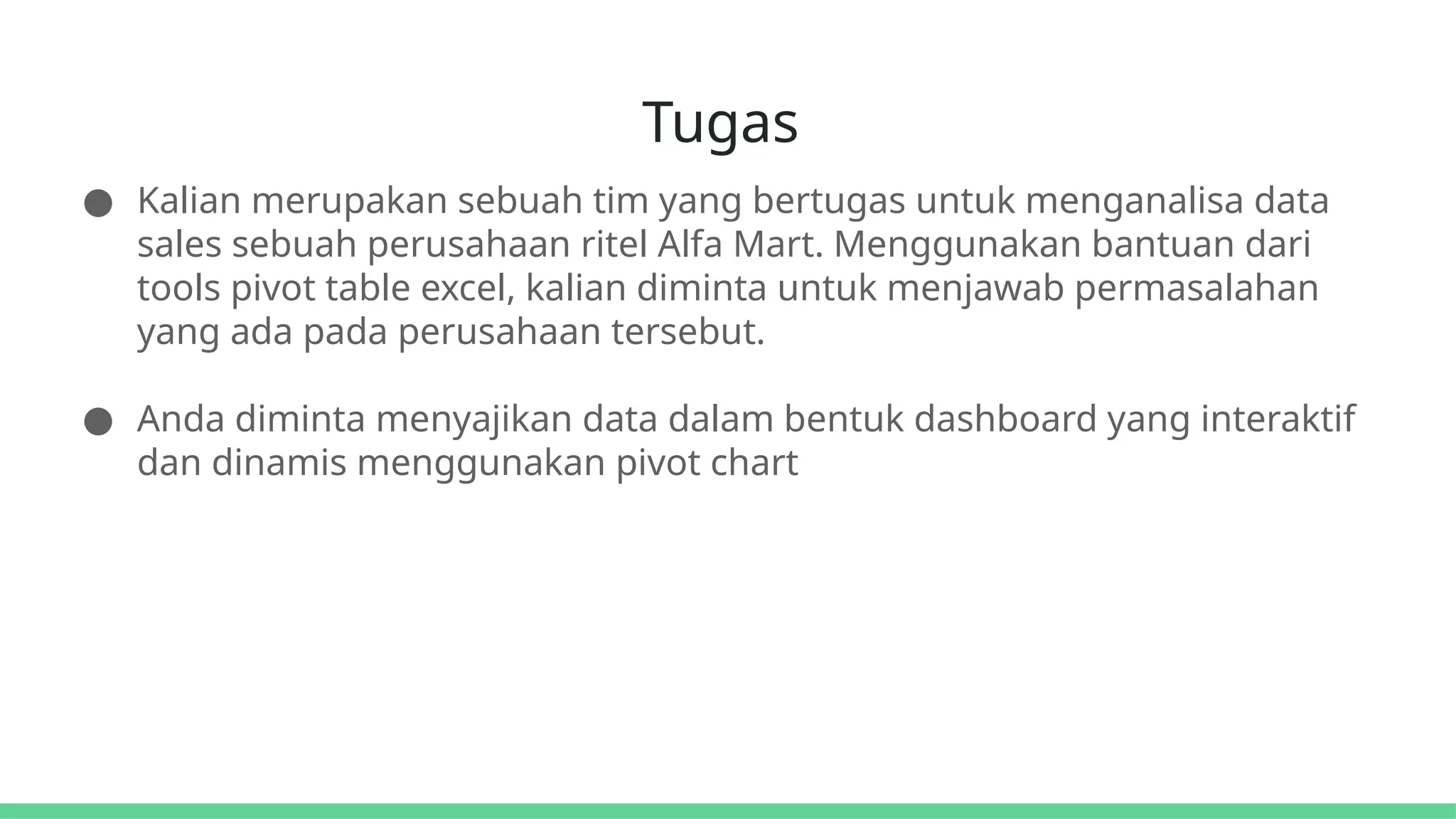 grafik dashboard pivot table dan cara melakukannya | PPTX