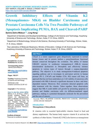 Growth inhibitory effects of vitamin k2 (menaquinones mk4) on bladder ...