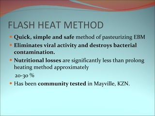 Flash Heat Method for Breastfeeding Moms with HIV | PPT