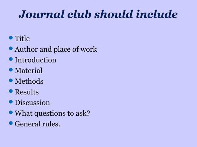 How to present a journal club | PPT