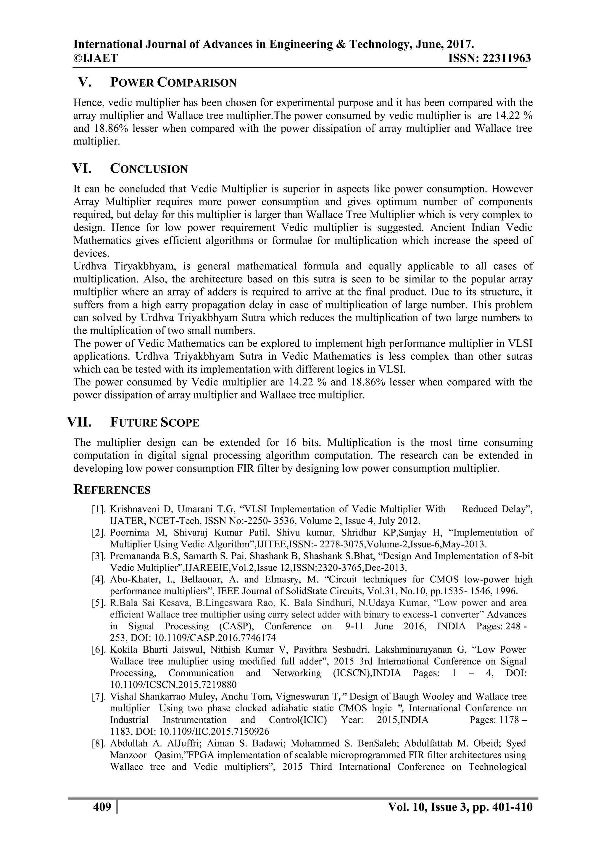 VLSI ARCHITECTURE OF AN 8-BIT MULTIPLIER USING VEDIC MATHEMATICS IN 180NM TECHNOLOGY | PDF ...