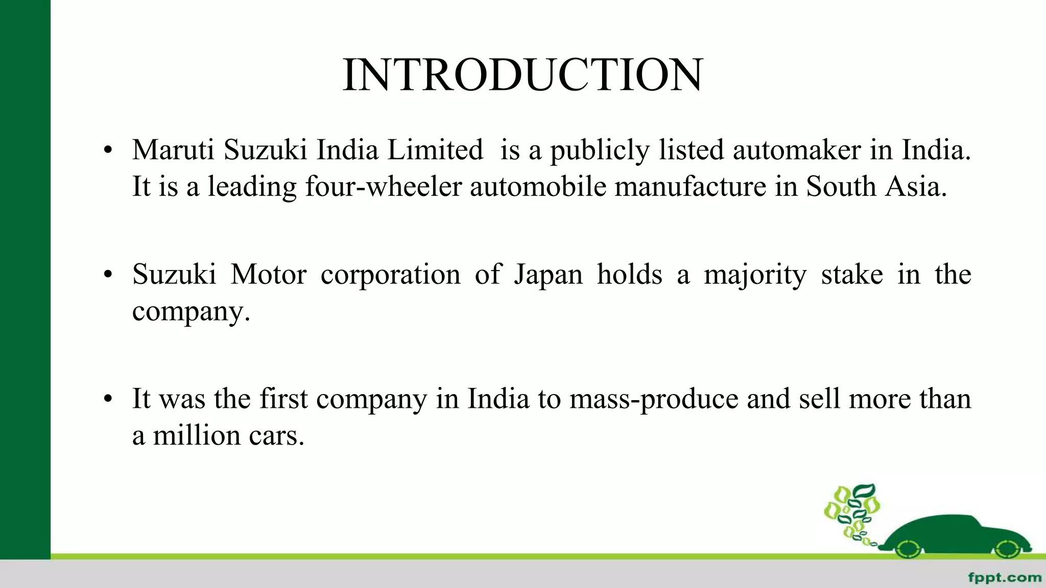 MARUTI SUZUKI PRODUCT ANALYSIS | PPTX
