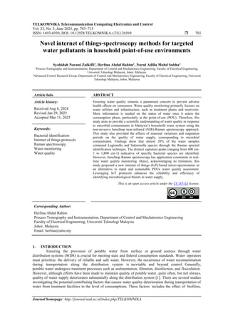 Novel internet of things-spectroscopy methods for targeted water ...