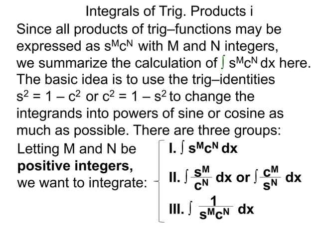 15 integrals of trig products-i-x | PPTX