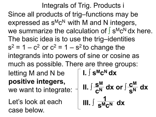 15 integrals of trig products-i-x | PPTX
