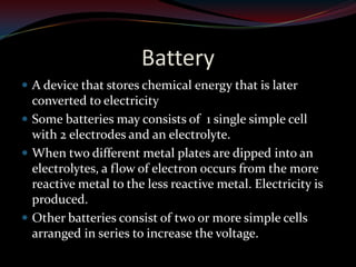 Simple voltaic cell and Chemical Cells | PPTX | Chemistry | Science