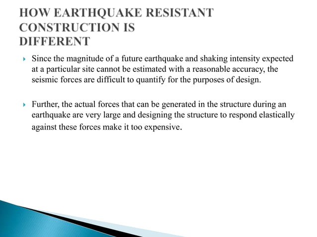 EARTHQUAKE RESISTANT BUILDINGS | PPTX