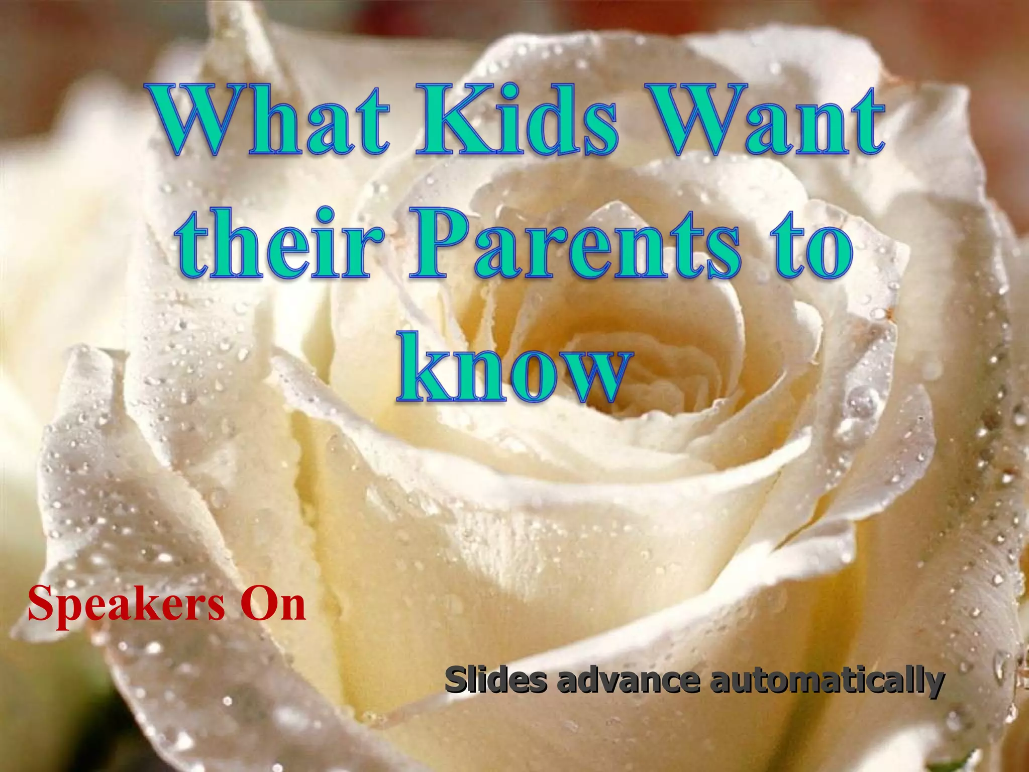 Kids expectation from Parents in English | PPS