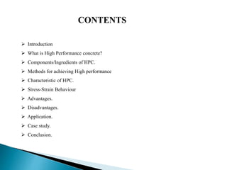 HIGH PERFORMANCE CONCRETE | PPTX | Civil Engineering Industry | Industries