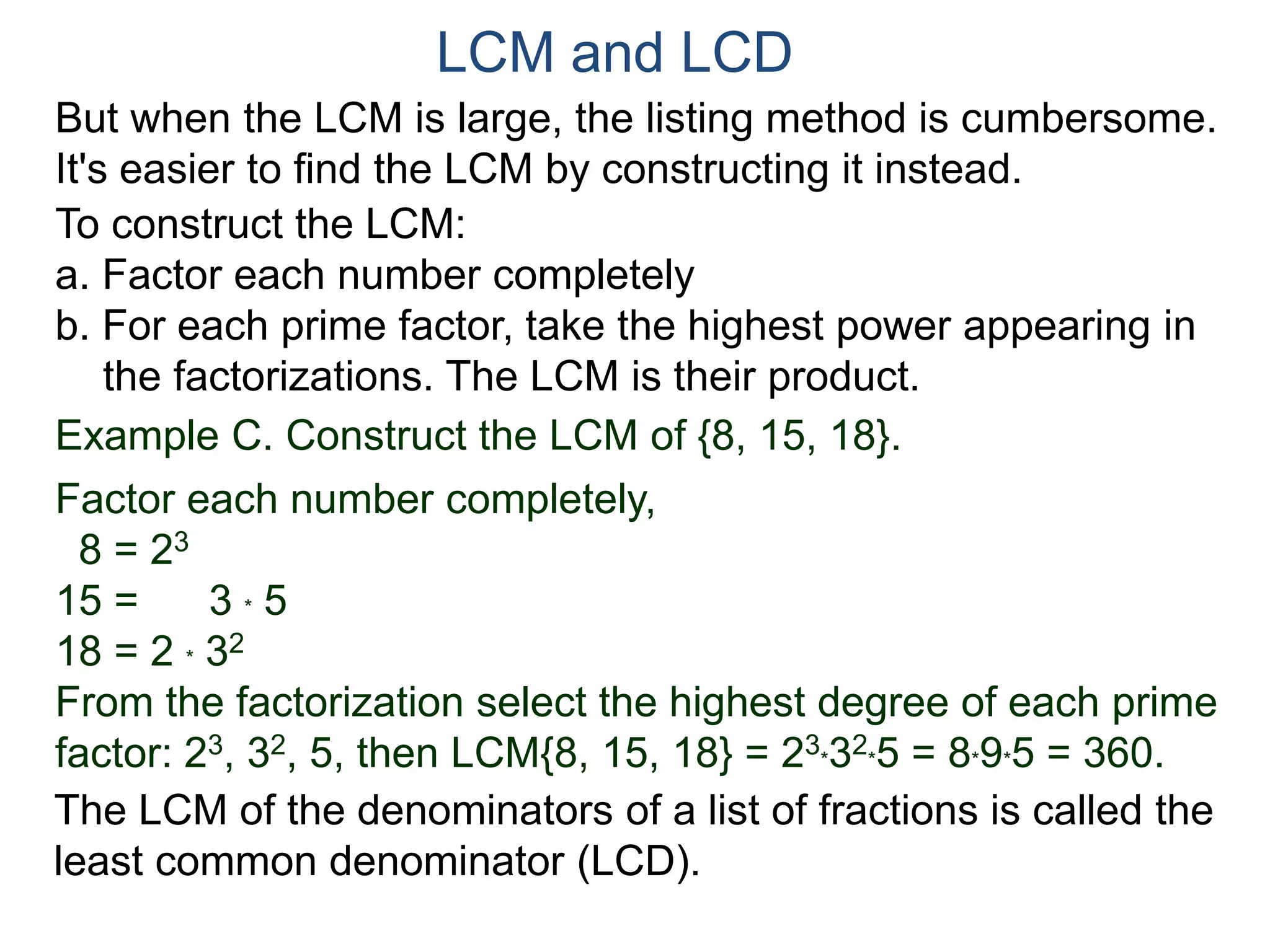 14 lcm, addition and subtraction of fractions | PPT