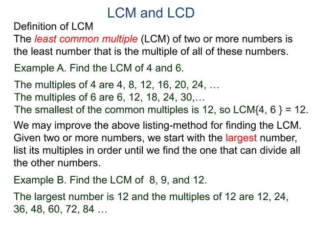 14 lcm, addition and subtraction of fractions | PPT