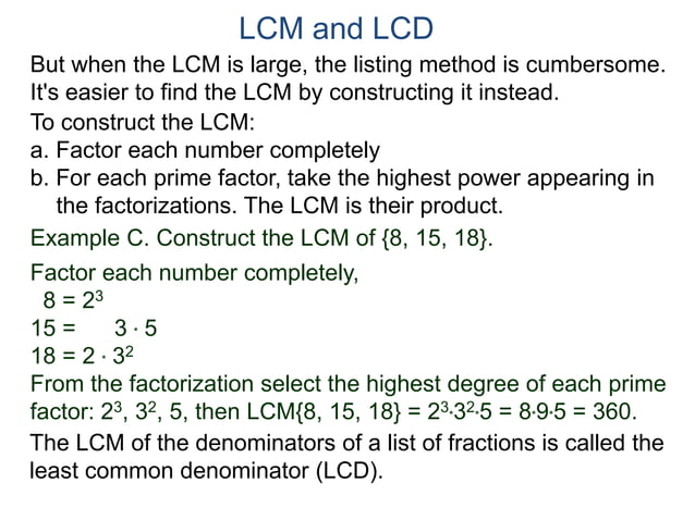 14 lcm, addition and subtraction of fractions | PPT