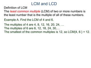 14 lcm, addition and subtraction of fractions | PPTX