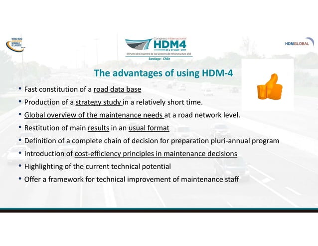 Uso de HDM-4 para apoyar la toma de decisiones | PPT