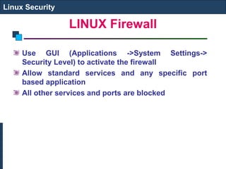 Linux security firewall and SELinux | PPT | Operating Systems | Computer Software and Applications