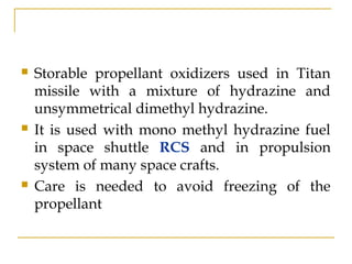 Liquid oxidizers in Rocket Science | PPT