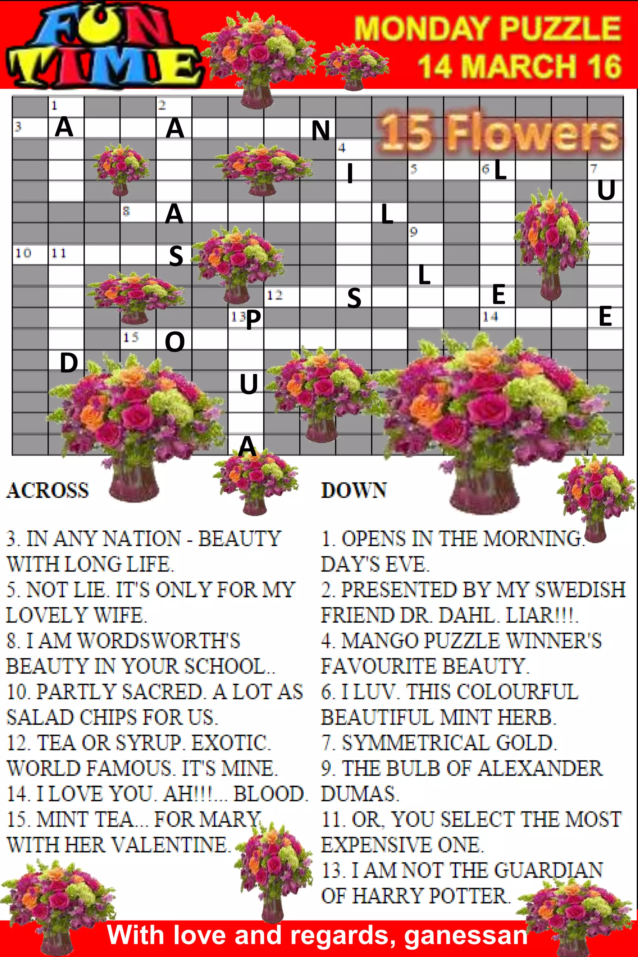 CROSSWORD PUZZLE - FLOWERS. | PPTX