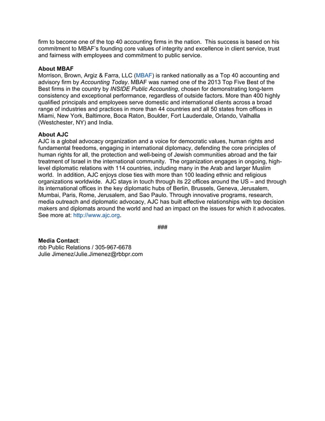 MBAF's Tony Argiz Honored with American Jewish Committee's National ...