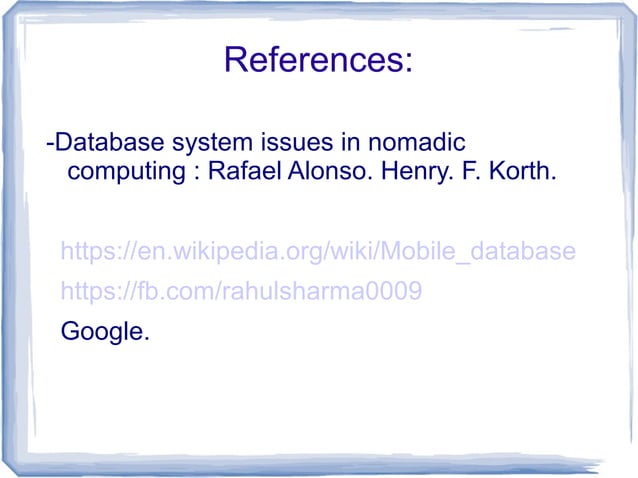 Mobile / Nomadic Databse | PPT