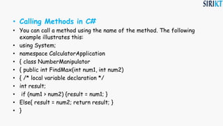 14method in c# | PPTX | Programming Languages | Computing
