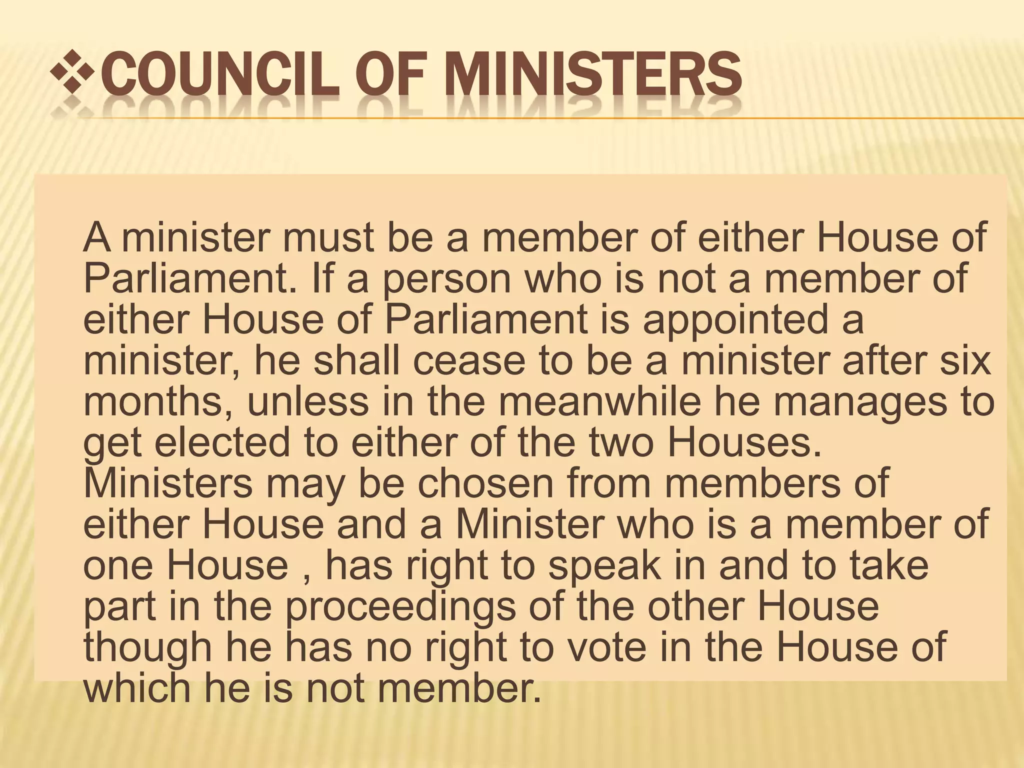 prime minister and council of minister | PPTX