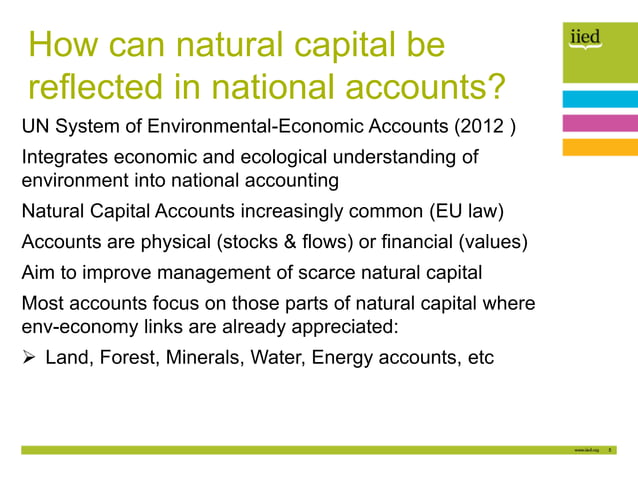 Natural capital accounting: a tool for biodiversity mainstreaming? | PPTX