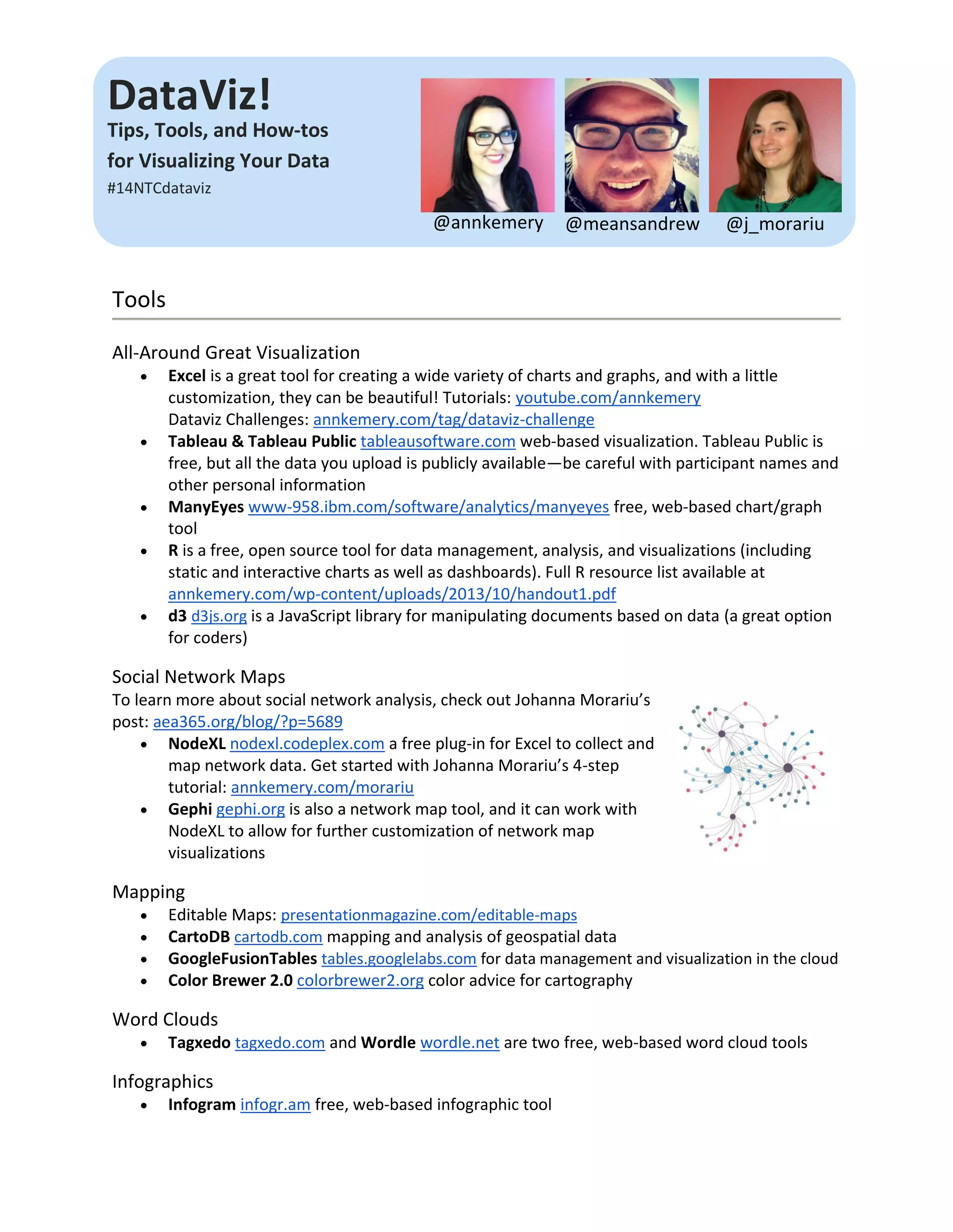 #14ntcdataviz: DataViz! Tips, Tools, and How-tos for Visualizing Your Data [Resource Handout] | PDF