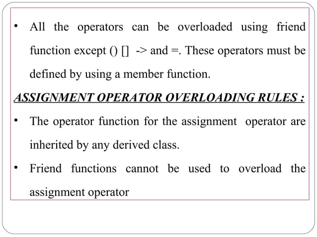 14 operator overloading | PPT 14 operator overloading | PPT