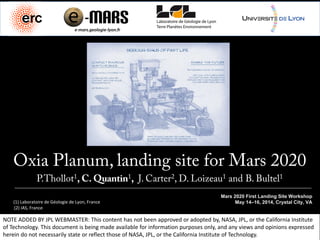 Oxia Planun - Landing Site For Rosalind Franklin | PDF