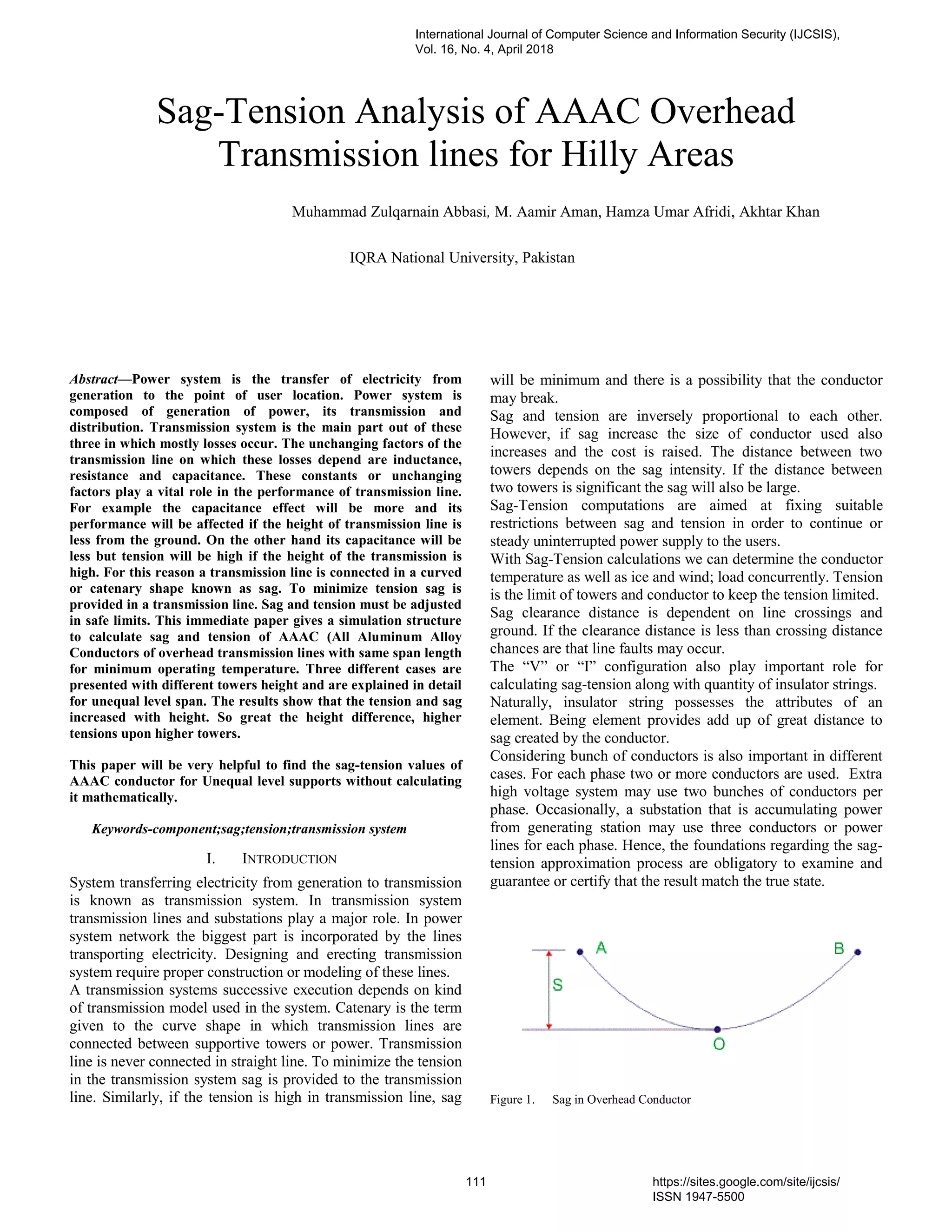 Sag-Tension Analysis of AAAC Overhead Transmission Lines for Hilly ...