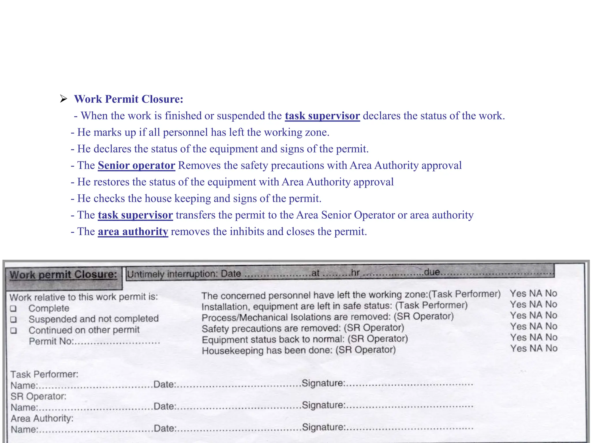 PERMIT TO WORK system WP PTW safety officer rolei.ppt