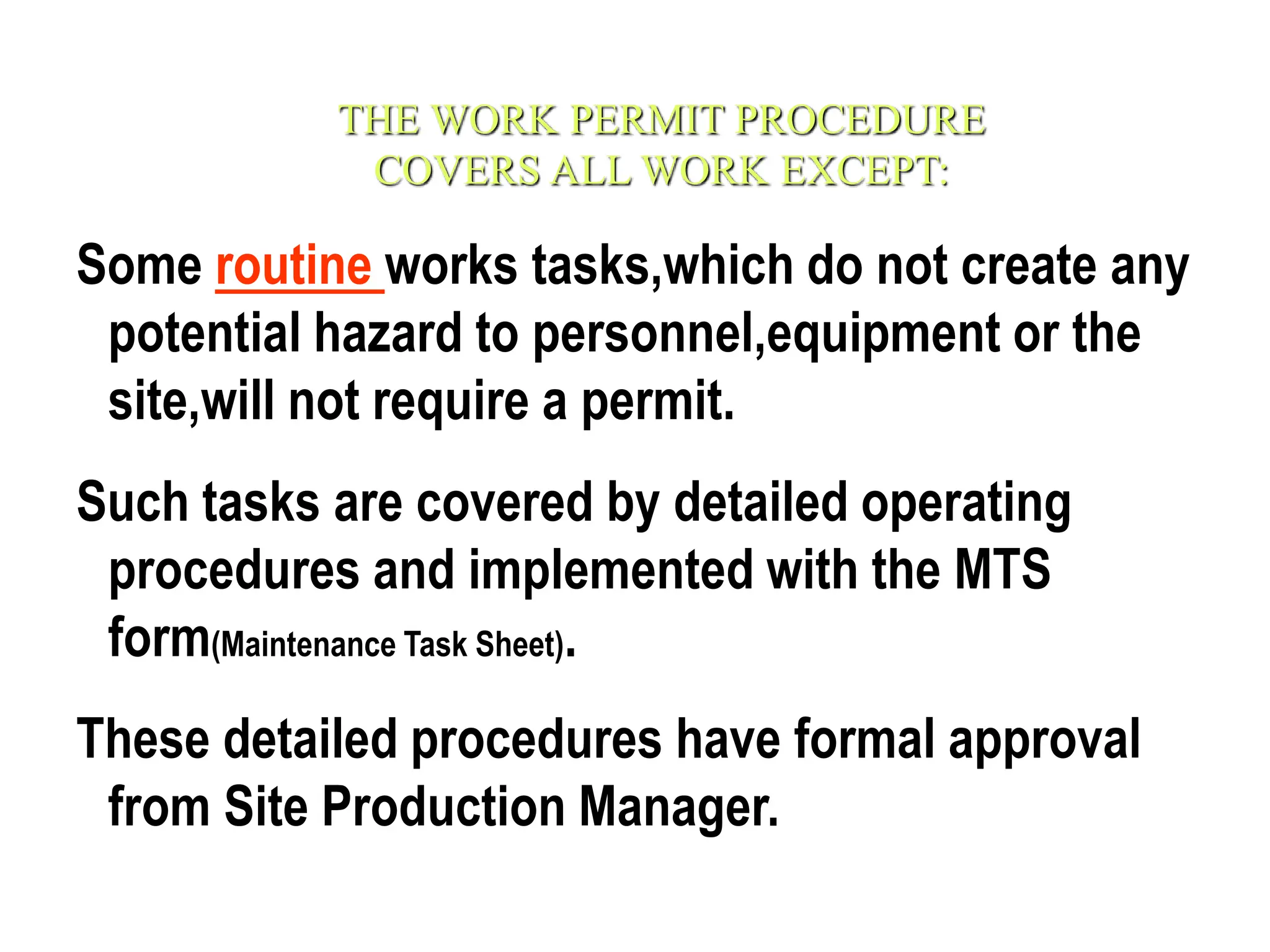 PERMIT TO WORK system WP PTW safety officer rolei.ppt