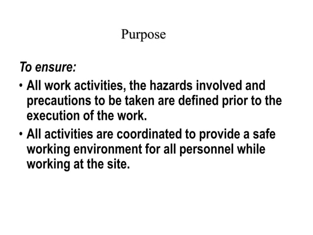 PERMIT TO WORK system WP PTW safety officer rolei.ppt