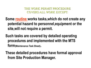 PERMIT TO WORK system WP PTW safety officer rolei.ppt