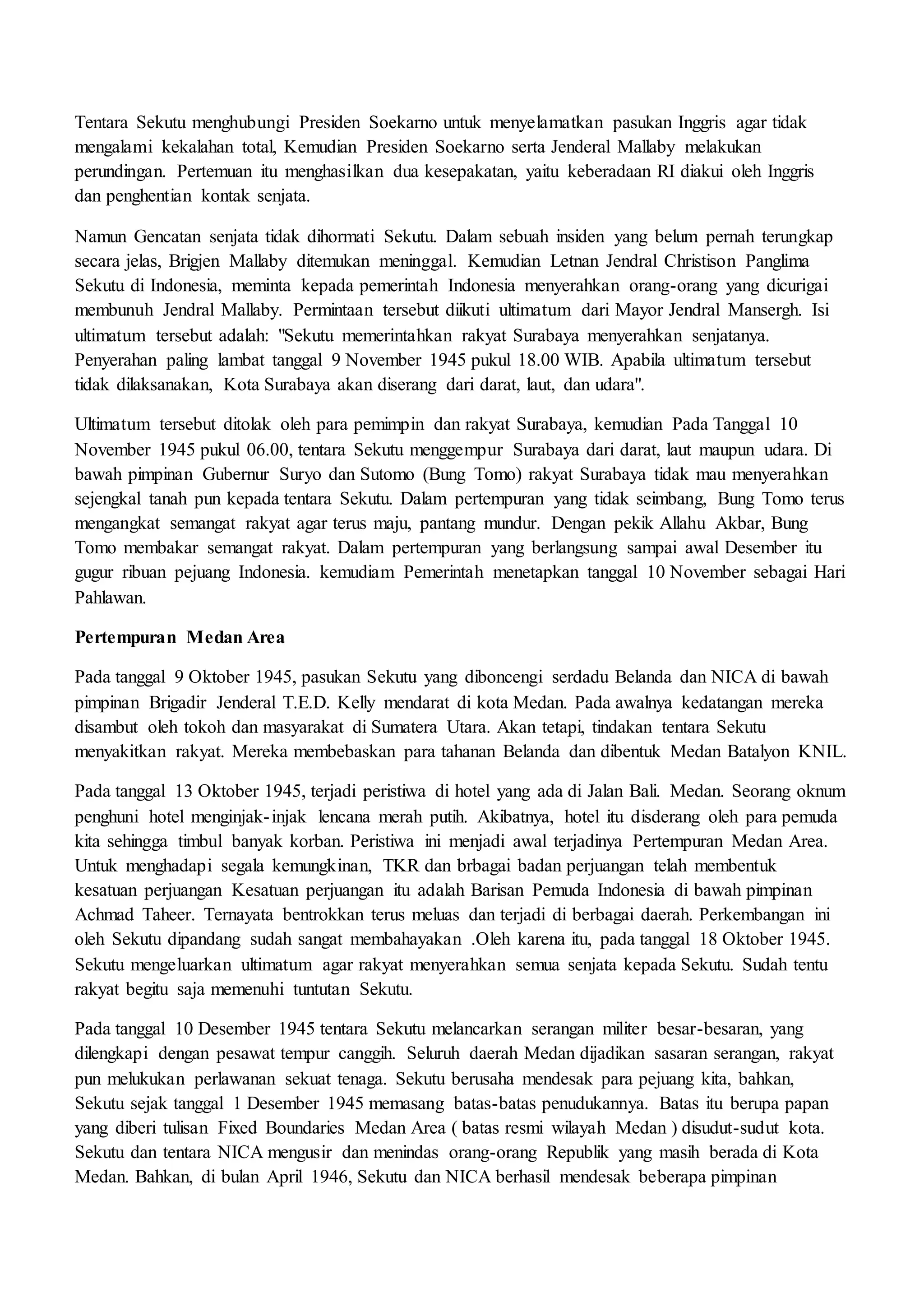 14 pertempuran dalam mempertahankan kemerdekaan indonesia | DOCX