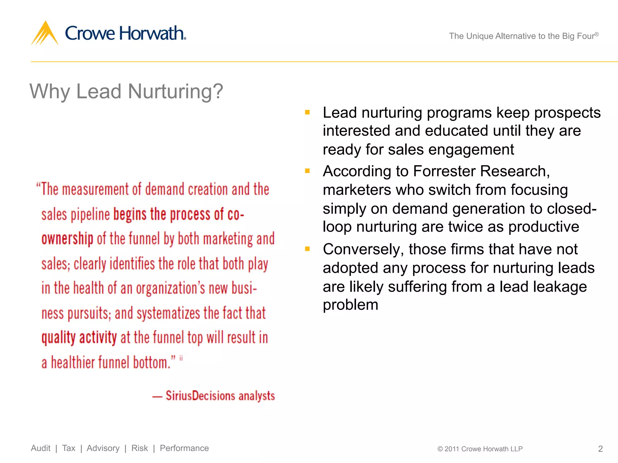 Case Study: Building A Multi-Touch Lead Nurturing Program | PDF