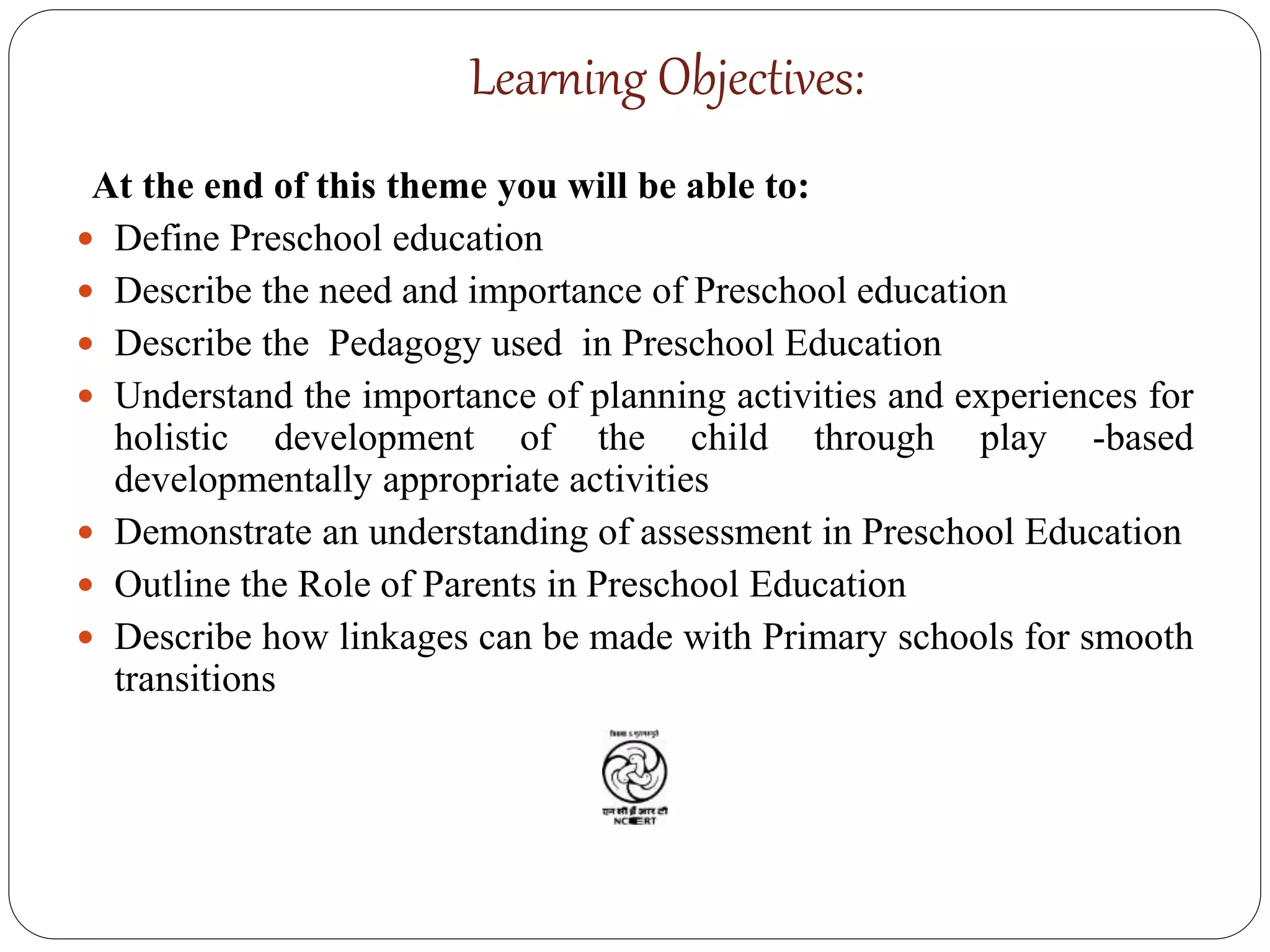 Module 14: Pre-School Education | PPTX
