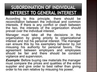 Subordination Of Individual Interest To General Interest Example