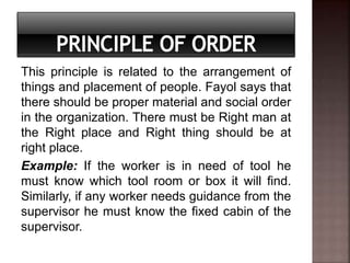 Principle Of Order In Management