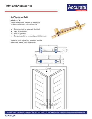 Accurate Lock: Pulls and Other Architectural Hardware | PDF