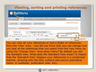 RefWorks 2.0 viewing sorting printing | PPT