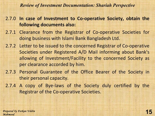 Review of investment documentation shariah perspective | PPT