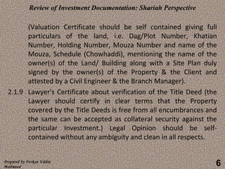 Review of investment documentation shariah perspective | PPT