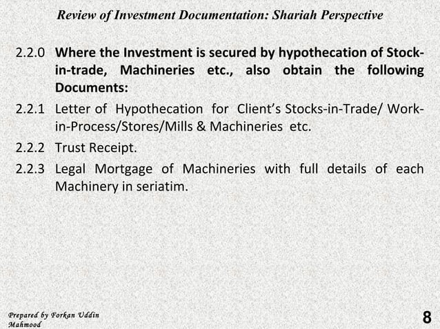 Review of investment documentation shariah perspective | PPT