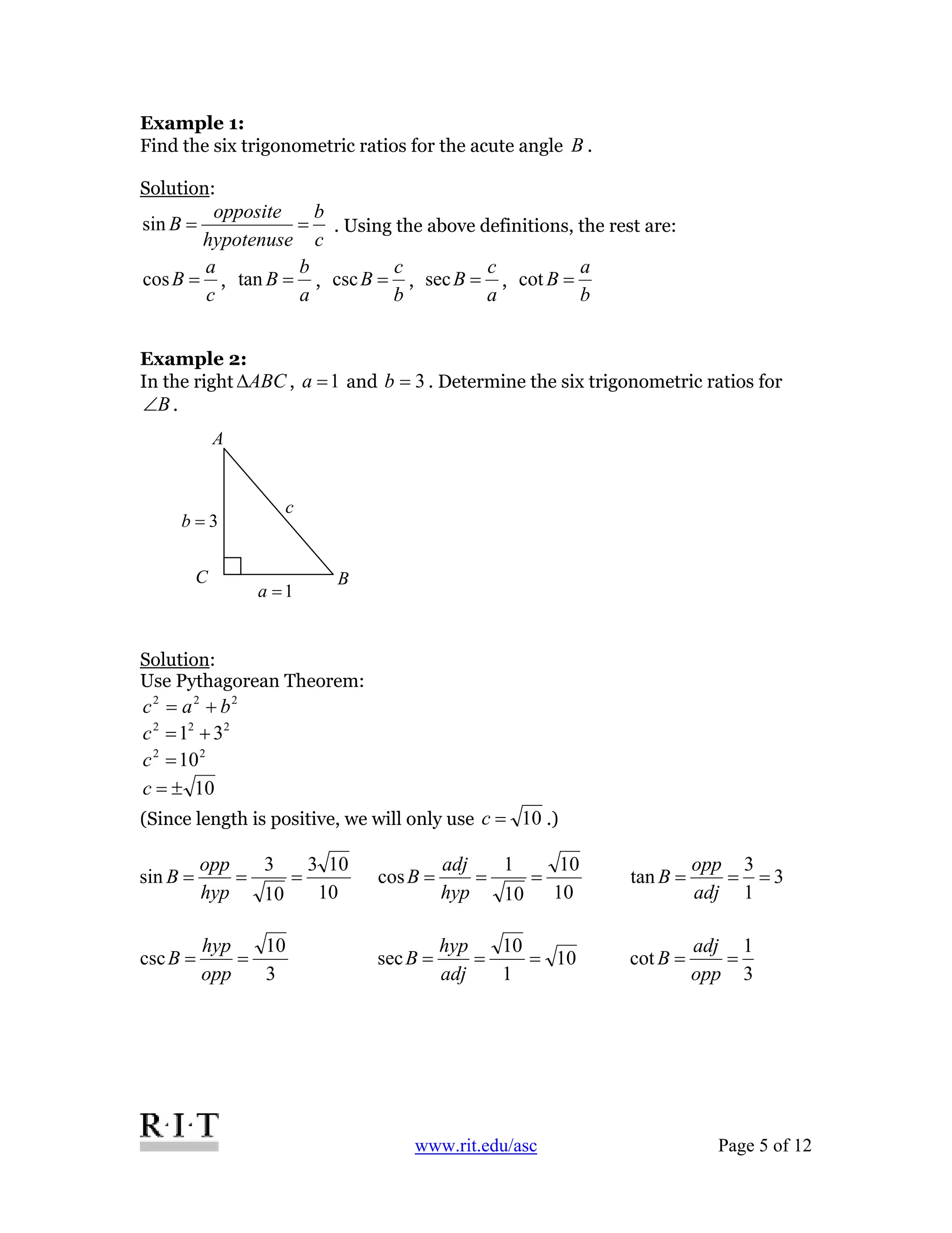14 right angle trigonometry | PDF