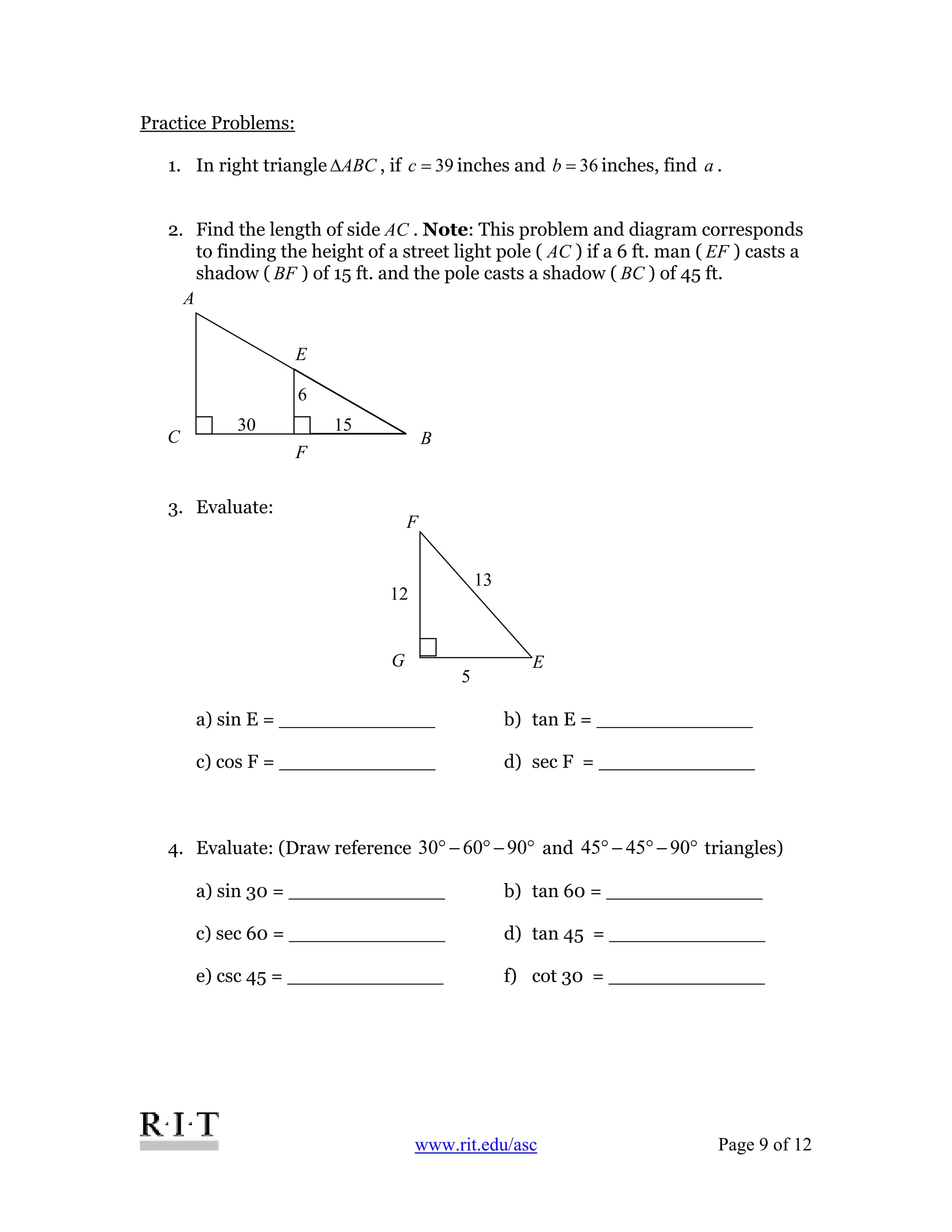 14 right angle trigonometry | PDF