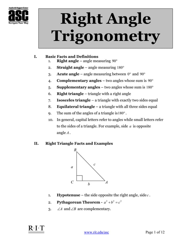 14 right angle trigonometry | PDF