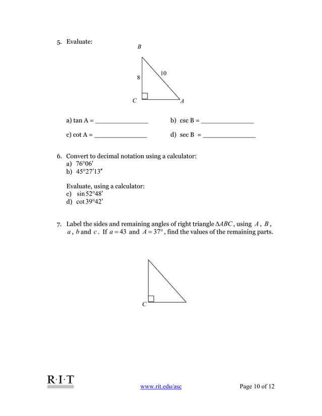14 right angle trigonometry | PDF