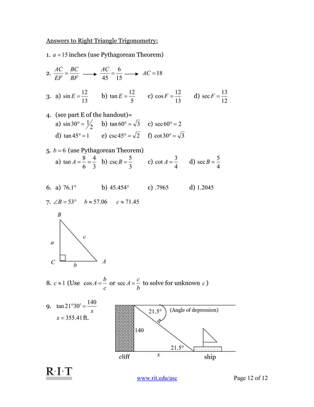 14 right angle trigonometry | PDF