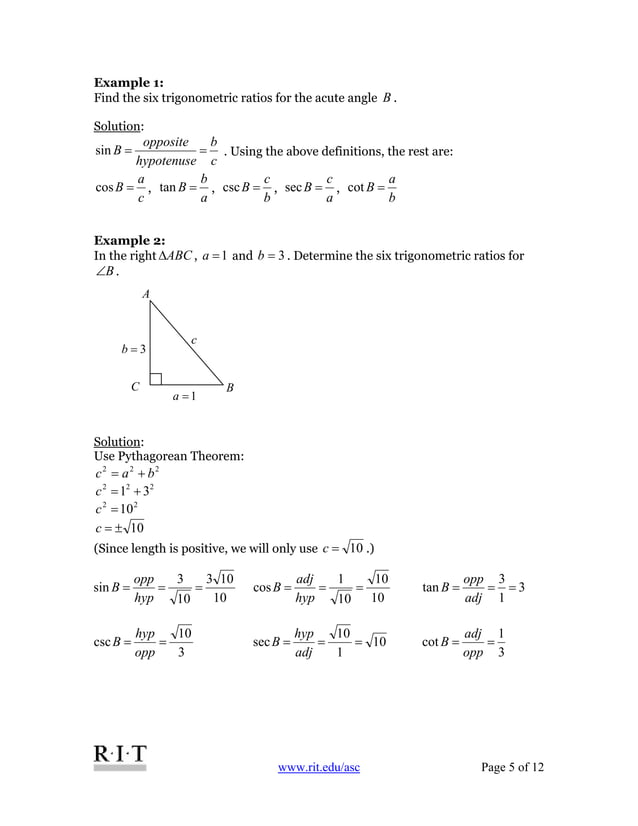 14 right angle trigonometry | PDF